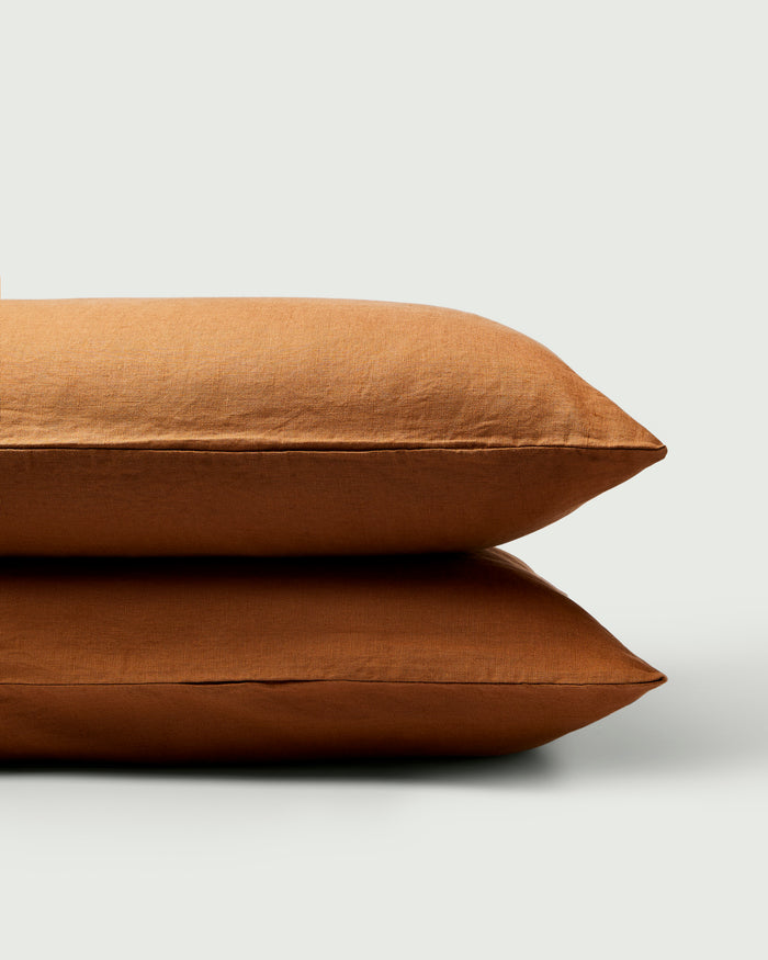 Linen Pillowcase Pair in Rust